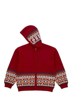 Supreme Beaded Zip-up Hooded Sweater - Red