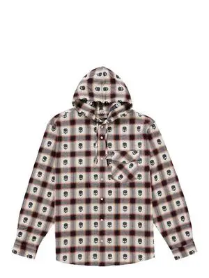 Supreme Number Ine Hooded Flannel Shirt - White