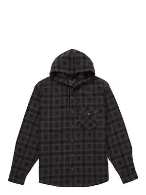 Supreme Number Ine Hooded Flannel Shirt - Black