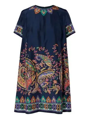 Etro Paisley Silk Habotai Minidress Multicoloured