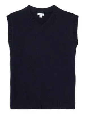Sunspel Wool Sweater Vest - Blue