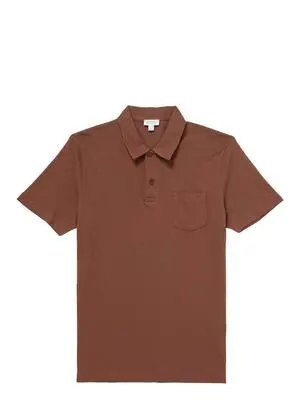 Sunspel Riviera Cotton-mesh Polo Shirt - Brown