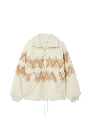 Varley Hendrik Ribbed Knit-trimmed Printed Fleece Half-zip Sweater - Cream