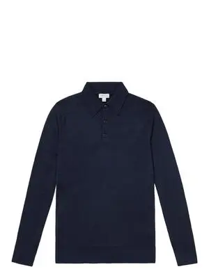 Sunspel Slim-fit Merino Wool Polo Shirt - Blue
