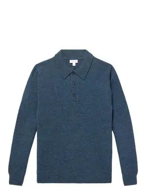 Sunspel Wool Polo Shirt - Blue