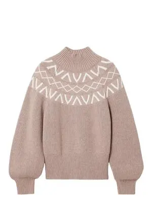 Varley Marcie Fair Isle Knitted Sweater - Brown