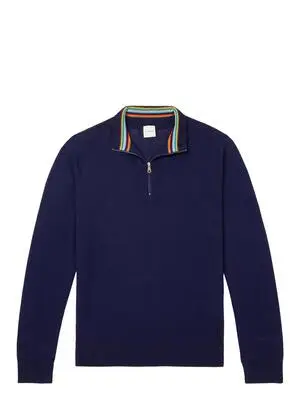 Paul Smith Merino Wool Half-zip Sweater - Blue