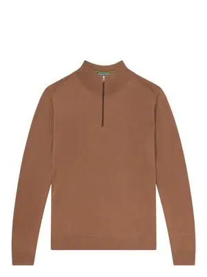 Paul Smith Merino Wool Half-zip Sweater - Brown