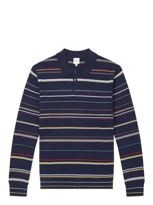 Paul Smith Striped Merino Wool Polo Sweater - Blue