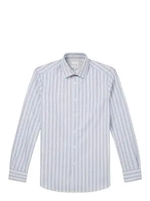 Paul Smith Slim-fit Striped Cotton-poplin Shirt - Blue