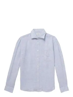Hartford Paul Striped Linen Shirt - Blue