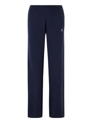 SPORTY & RICH Embroidered Cashmere And Wool-blend Track Pants - Blue