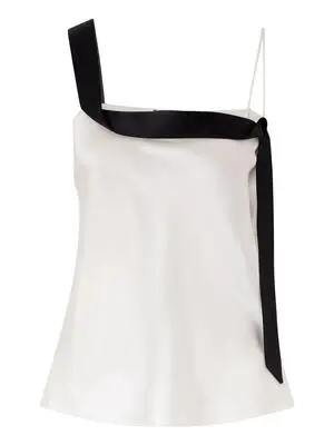 TOM FORD Asymmetric Draped Two-tone Silk-satin Camisole - Black