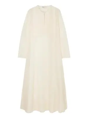 Tory Burch Pleated Linen And Silk-blend Kaftan - Ivory