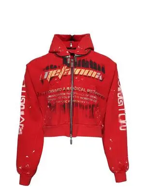 RIVINGTON ROI REBIS Radical Paper Rose Zip Hoodie - Red