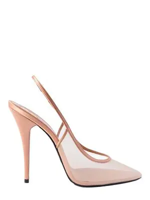 Saint Laurent Anita Satin-trimmed Mesh Slingback Pumps - Neutrals