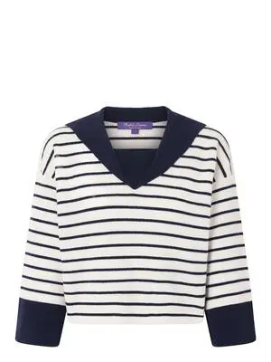 Ralph Lauren Striped Cashmere Sweater Navy