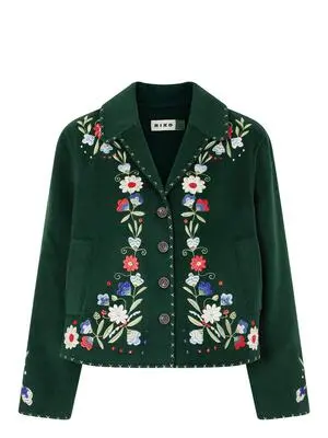 Rixo Jude Embroidered Wool-blend Felt Jacket - Green