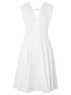 Proenza Schouler Ruched Paneled Cotton-blend Poplin Midi Dress - White