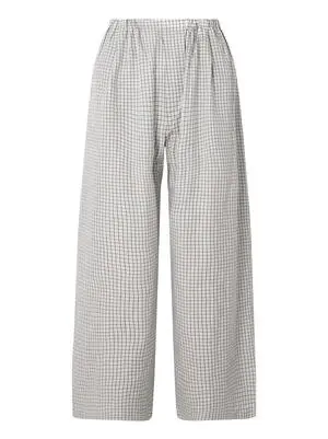Proenza Schouler White Label Checked Cotton-poplin Wide-leg Trousers - Gray