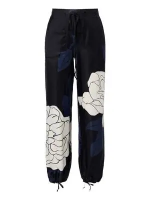 Victoria Beckham Floral Twill Cargo Pants - Blue