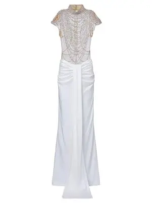 CLIO PEPPIATT Zsa Zsa Embellished Gown - White
