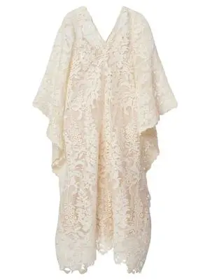 Oscar De La Renta Guipure Lace Kaftan - White