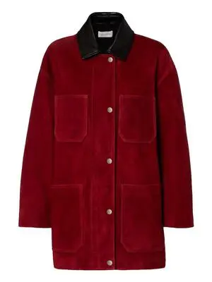 Nour Hammour Barn Leather-trimmed Suede Jacket - Red