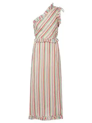 Rixo Arabelle Striped Cotton Midi Dress Multicoloured