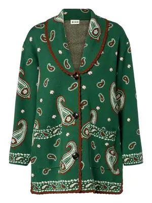 Rixo Morla Paisley Wool And Cotton Cardigan - Green