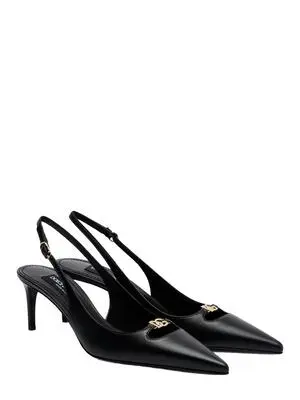 Dolce & Gabbana Lollo Dg 60 Leather Slingback Pumps - Black