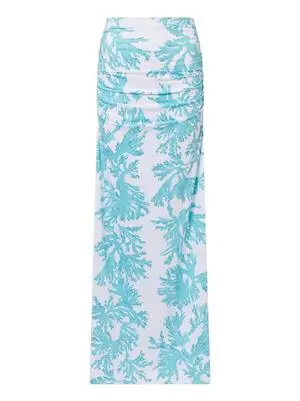ALEXANDRA MIRO Gia Printed Jersey Maxi Skirt - Blue