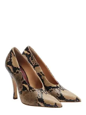 Magda Butrym 115 Snake-effect Leather Pumps - Beige
