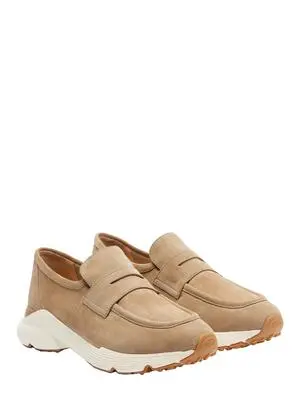 TOD'S Suede Slip-on Loafers - Beige