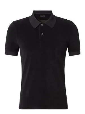 TOM FORD Cotton-blend Terry Polo Shirt - Black