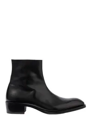 TOM FORD Vincent Leather Ankle Boots - Black