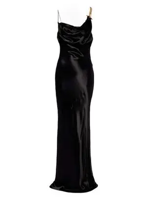 Balmain Chain-detail Draped Gown - Black