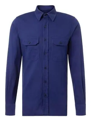 TOM FORD Cotton And Linen Drill Shirt - Blue