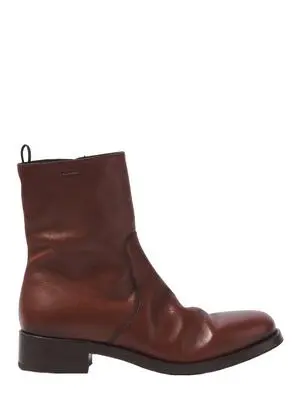 Prada Leather Ankle Boots - Brown