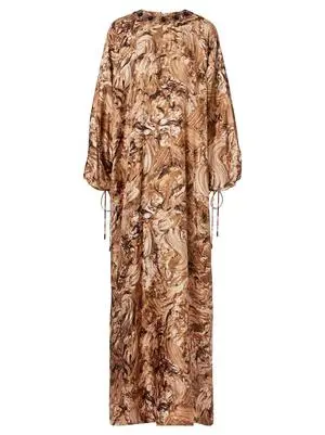 Max Mara Maroso Embellished Silk Maxi Dress - Gold