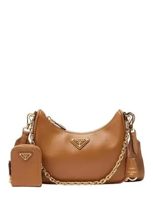 Prada Re-edition 2005 Small Leather Shoulder Bag - Beige