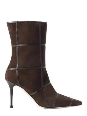 Manolo Blahnik Trulonapla 90 Leather-trimmed Suede Ankle Boots - Brown