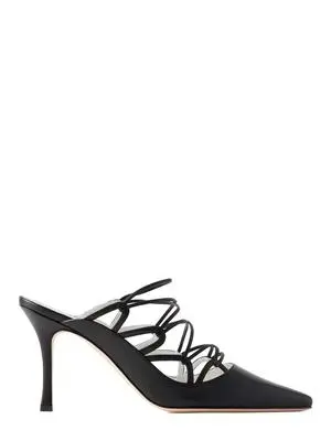 Manolo Blahnik Netas 90 Leather Mules - Black