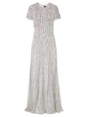 Jenny Packham Eliza Embellished Tulle Gown - Silver