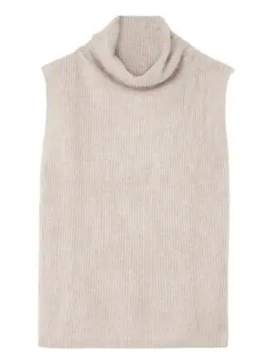 LISA YANG Aisla Ribbed Brushed-cashmere Turtleneck Vest - Neutrals