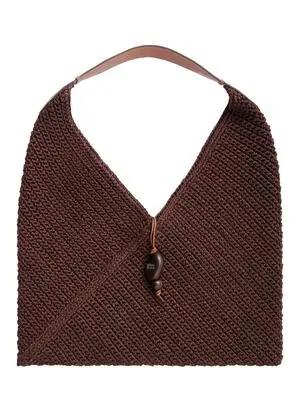 HUNTING SEASON Origami Large Leather-trimmed Fique Tote - Brown