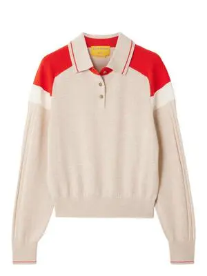 Guest In Residence Alpine Collegiate Color-block Cashmere Polo Sweater - Neutrals