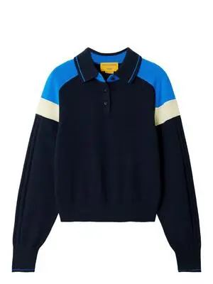 Guest In Residence Alpine Collegiate Color-block Cashmere Polo Sweater - Blue