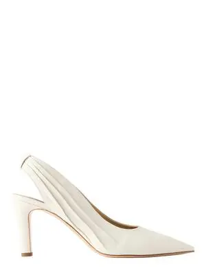Gabriela Hearst Amari 90 Ruched Leather Slingback Pumps - Neutrals