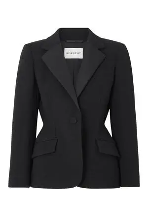 Givenchy Blend Trimmed Wool-blend Blazer - Black